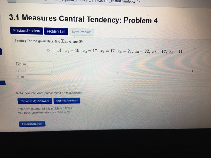 Solved central_tendency / 4 3.1 Measures Central Tendency: | Chegg.com