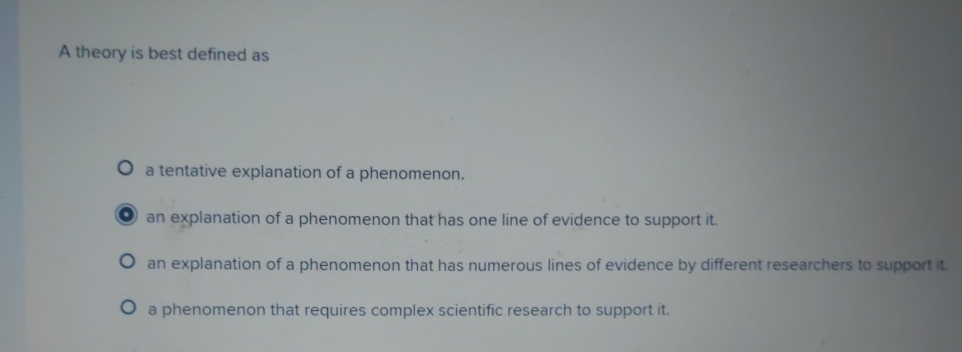 Solved A theory is best defined asa tentative explanation of | Chegg.com