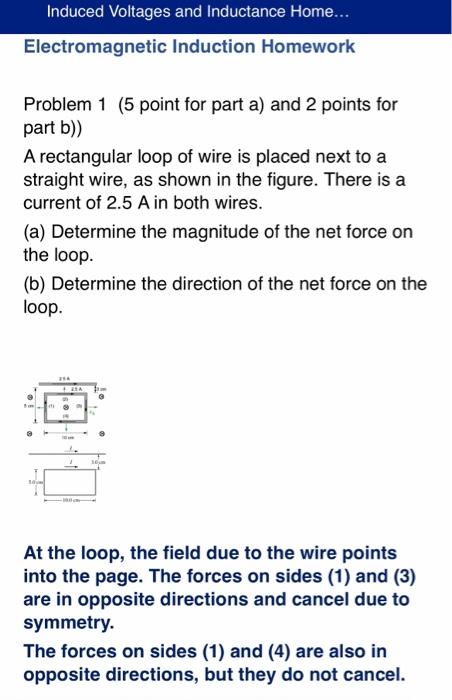 A rectangular loop of wire is placed next to a | Chegg.com