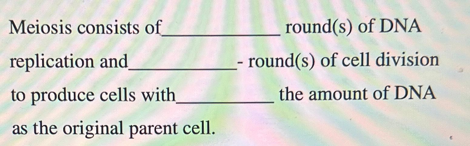 Solved Meiosis consists of round(s) ﻿of DNA replication and | Chegg.com