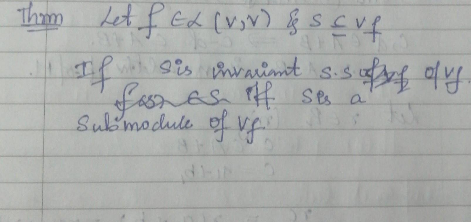 Solved prove that S is invariant iff S is a Submodule . | Chegg.com