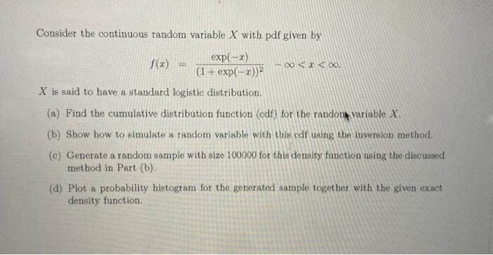 Solved Consider the continuous random variable X with pdf | Chegg.com