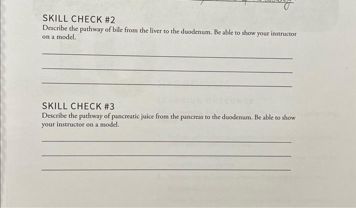 Solved SKILL CHECK \#2 Describe the pathway of bile from the | Chegg.com