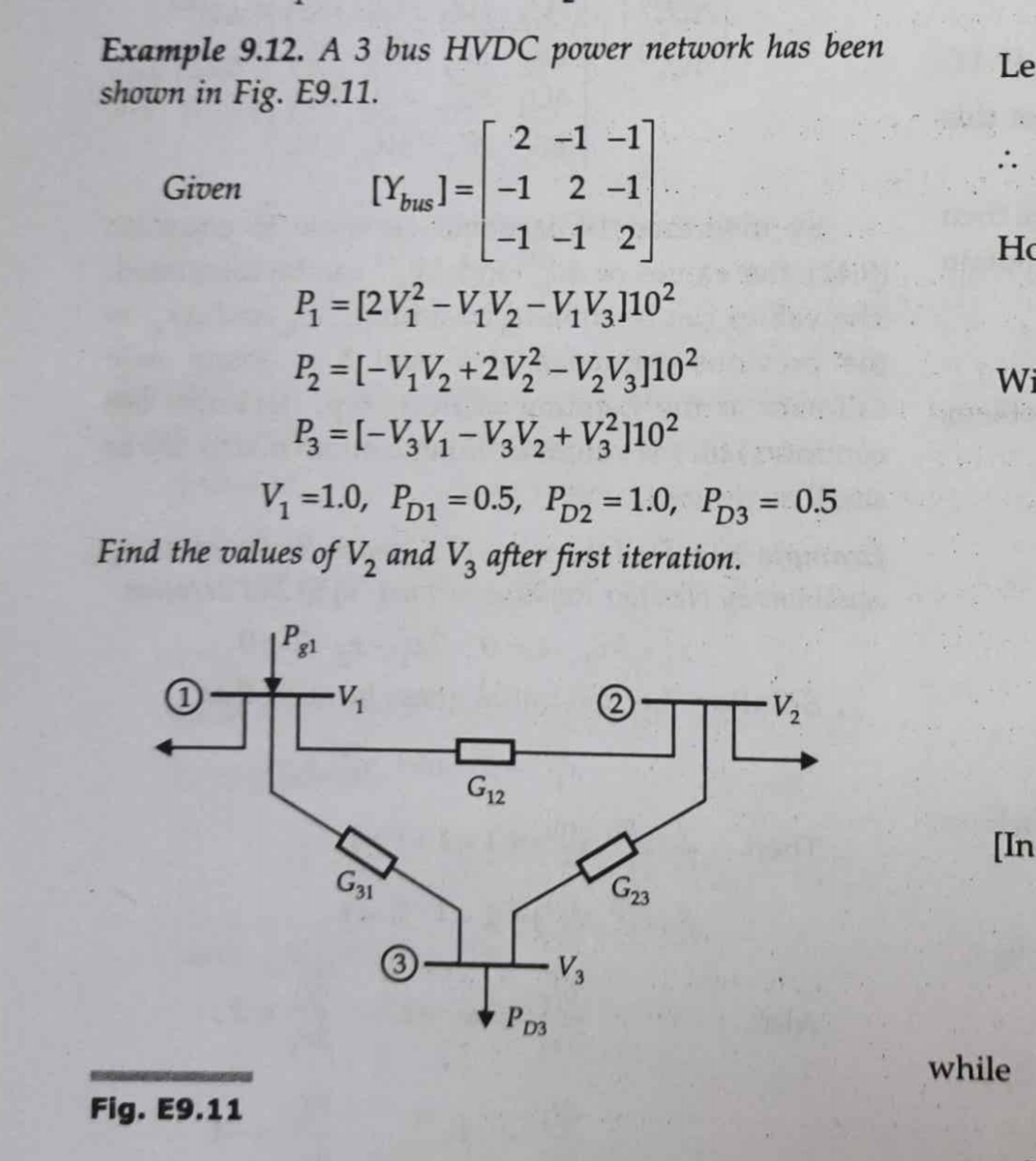 Solved Example 9.12. ﻿A 3 ﻿bus HVDC power network has | Chegg.com
