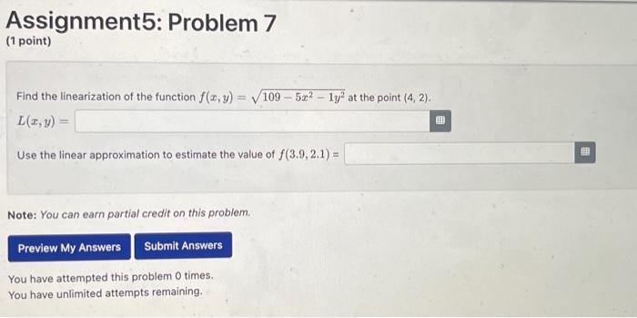 Solved Assignment5: Problem 7 (1 point) Find the | Chegg.com