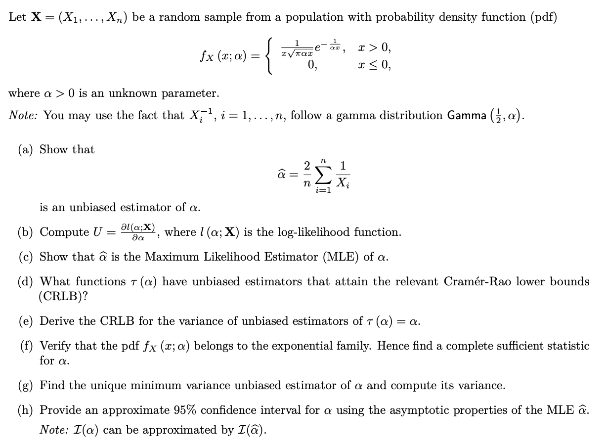 Solved Let x=(x1,dots,xn) ﻿be a random sample from a | Chegg.com