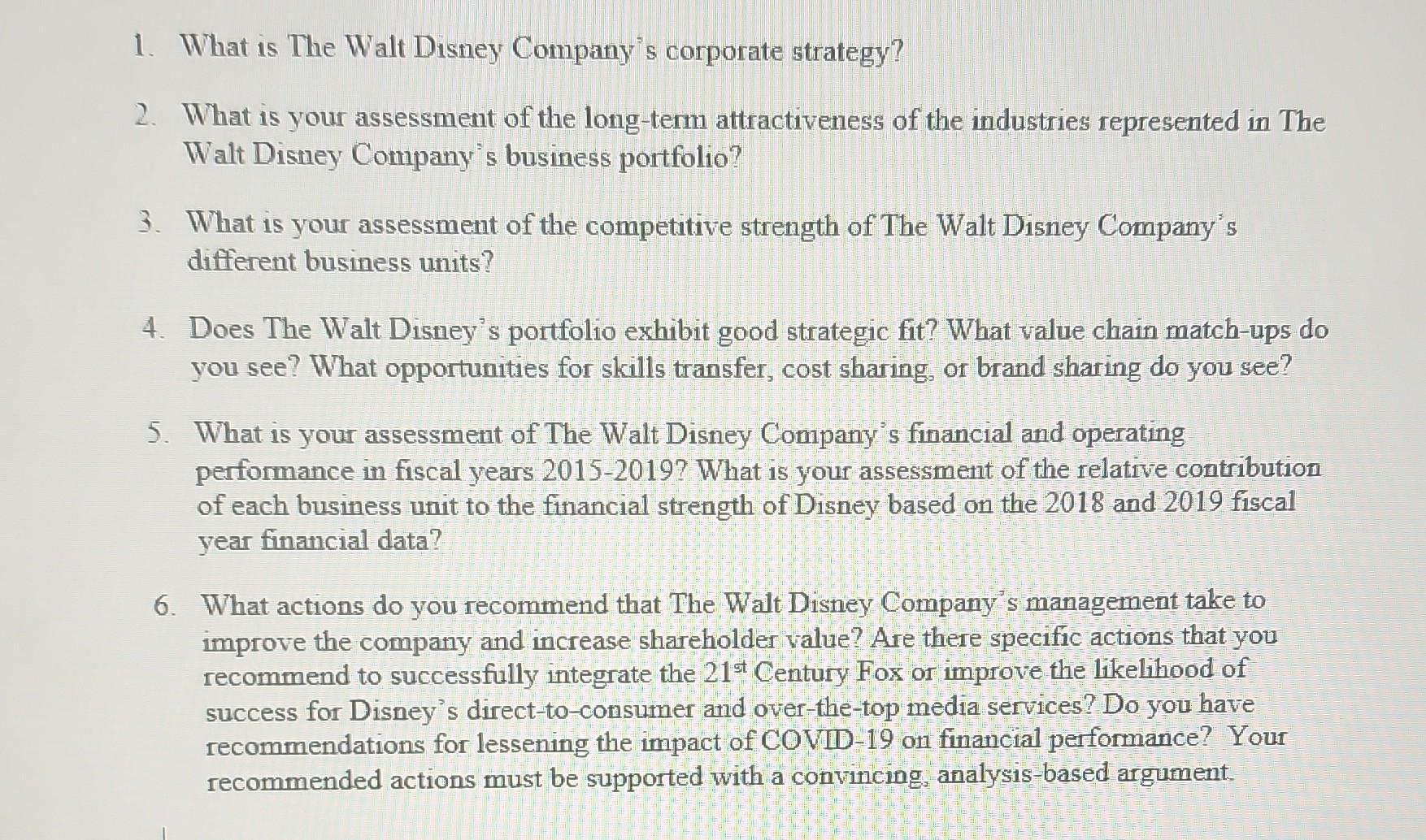 1. What is The Walt Disney Company's corporate | Chegg.com