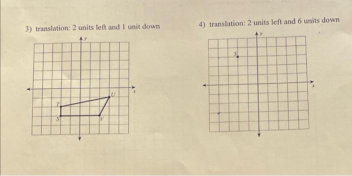 Solved 3) translation: 2 units left and 1 unit down 4) | Chegg.com