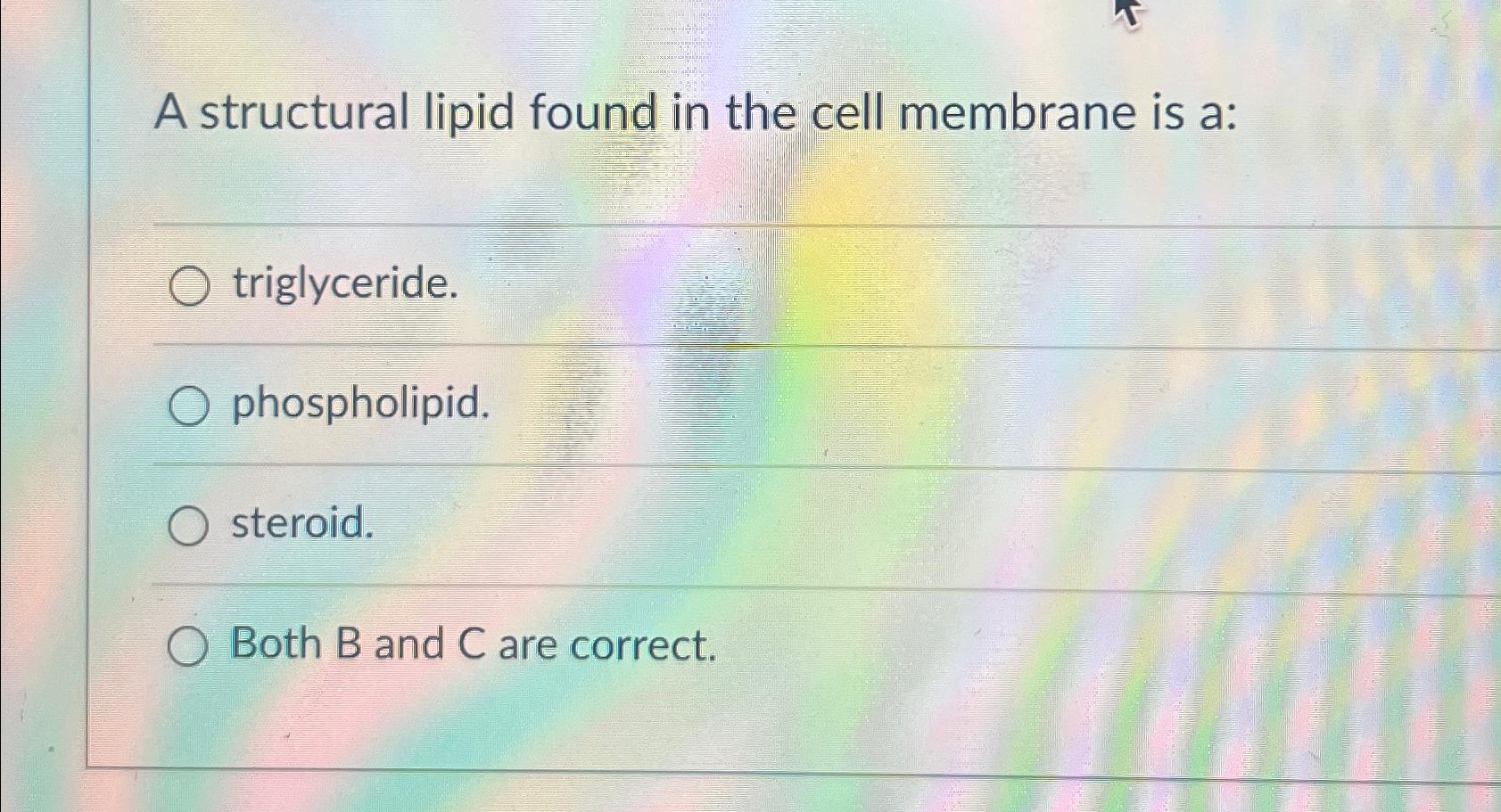 Solved A structural lipid found in the cell membrane is | Chegg.com