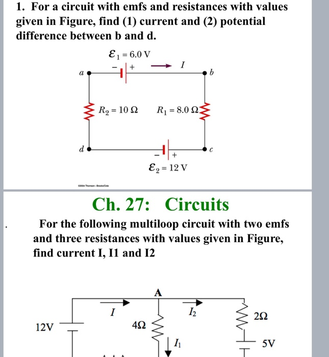 Solved 1. For a circuit with emfs and resistances with | Chegg.com