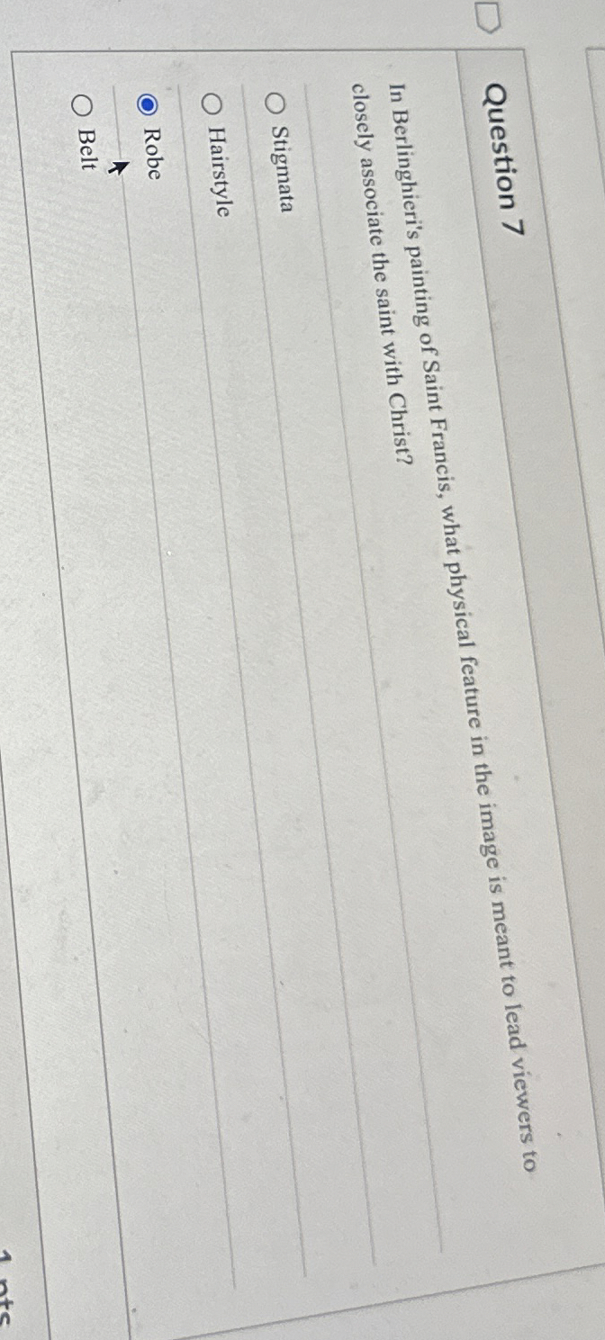 Solved Question 7In Berlinghieri's painting of Saint | Chegg.com