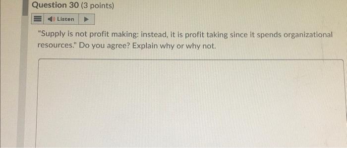 Solved "Supply is not profit making: instead, it is profit | Chegg.com