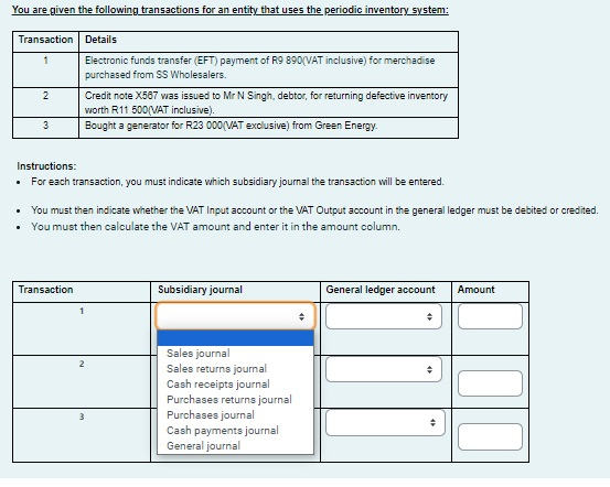 Solved You are given the following transactions for an | Chegg.com