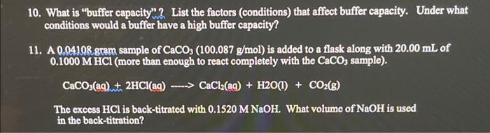 Solved 10. What is "buffer capacity"? List the factors | Chegg.com