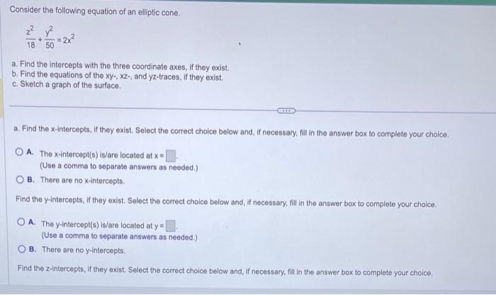 Solved Consider the following equation of an elliptic cone. | Chegg.com