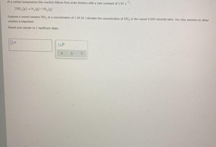 Solved At A Certain Temperature This Reaction Follows