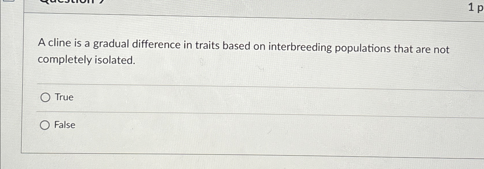 Solved A cline is a gradual difference in traits based on | Chegg.com
