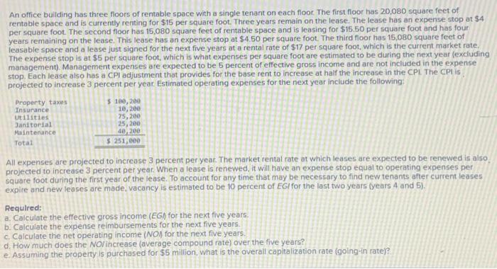 An office building has three floors of rentable space | Chegg.com