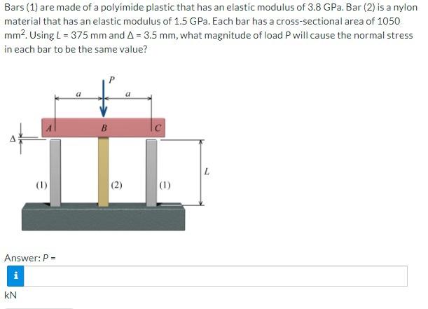 Solved Bars (1) are made of a polyimide plastic that has an | Chegg.com