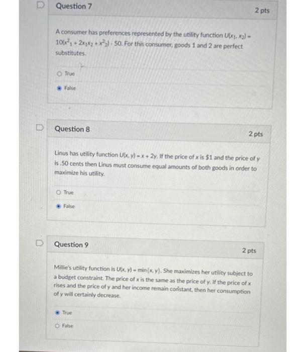Solved A consumer has preferences represented by the utility | Chegg.com