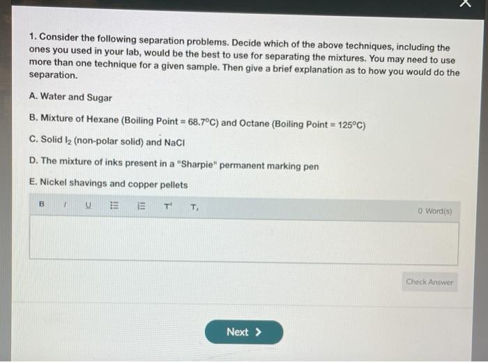 Solved 1. Consider the following separation problems. Decide | Chegg.com