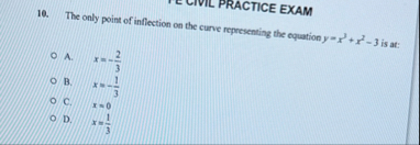Solved PRACTICE EXAM10. ﻿The only point of inflection on the | Chegg.com