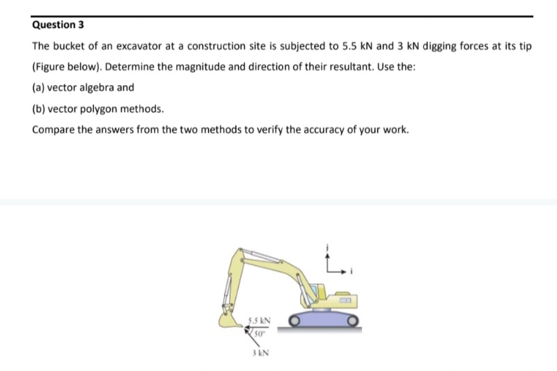 Solved Question 3The bucket of an excavator at a | Chegg.com