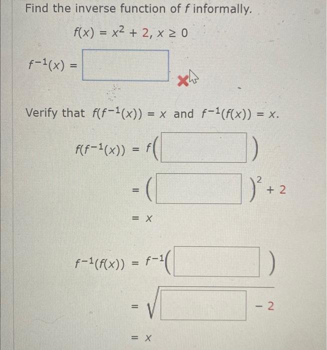 Solved Find the inverse function of f informally. | Chegg.com
