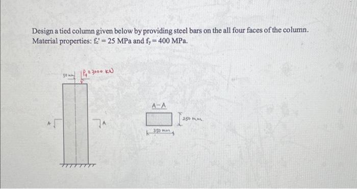 Solved Design a tied column given below by providing steel | Chegg.com