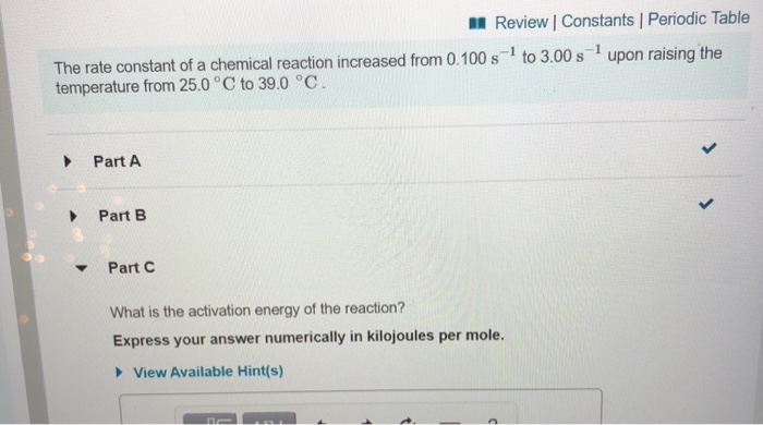 Solved A Review Constants Periodic Table The rate constant | Chegg.com