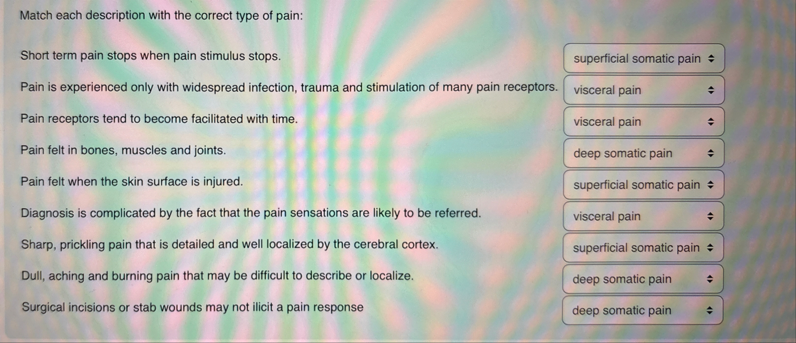 Solved Match each description with the correct type of | Chegg.com