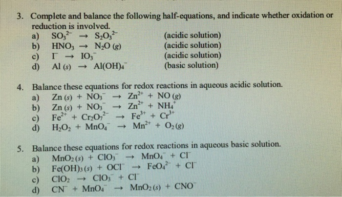 Solved 2- 3. Complete and balance the following | Chegg.com