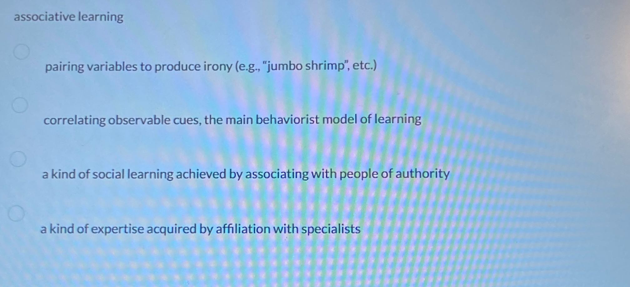 Solved associative learningpairing variables to produce | Chegg.com