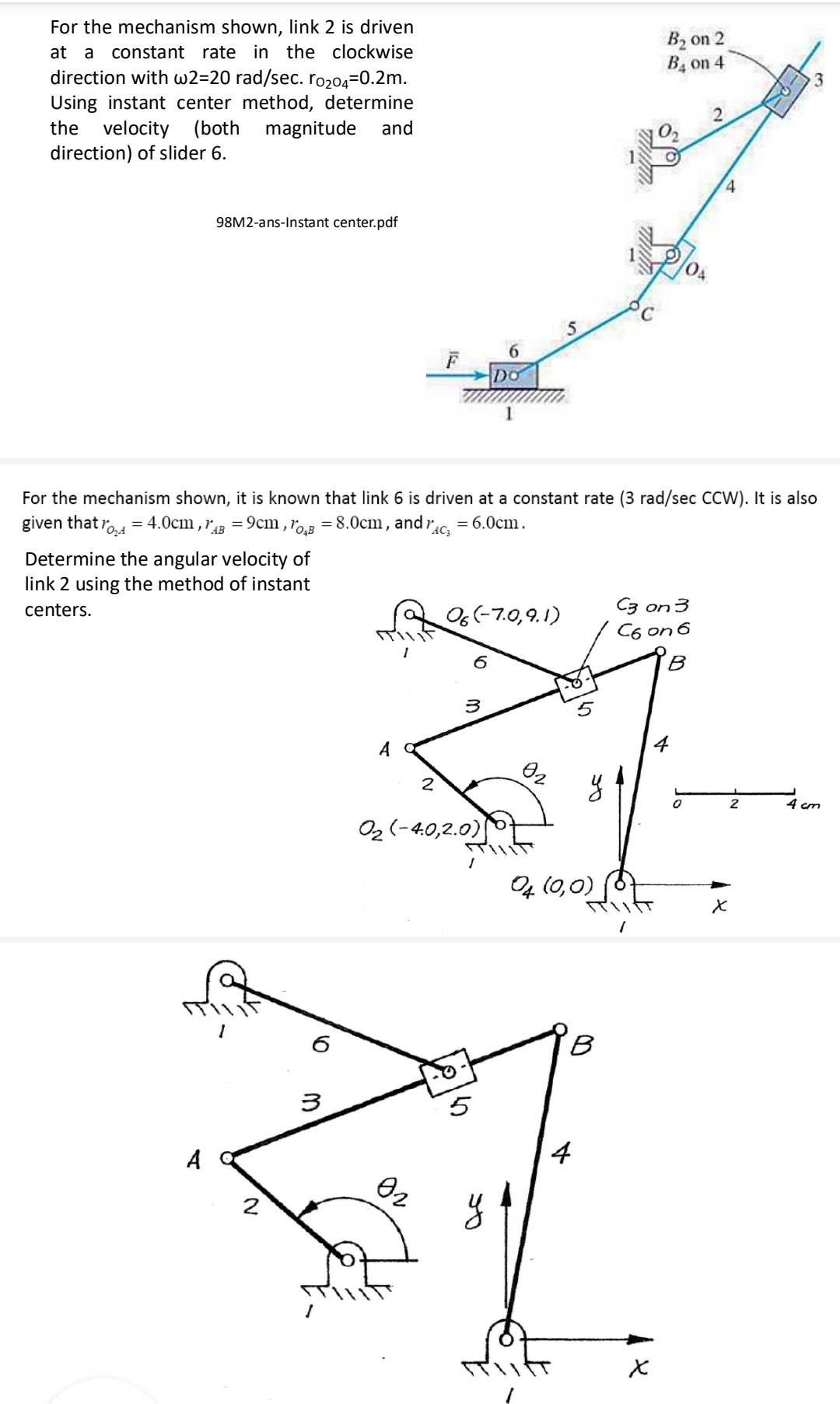 Solved For the mechanism shown, link 2 ﻿is driver at a | Chegg.com