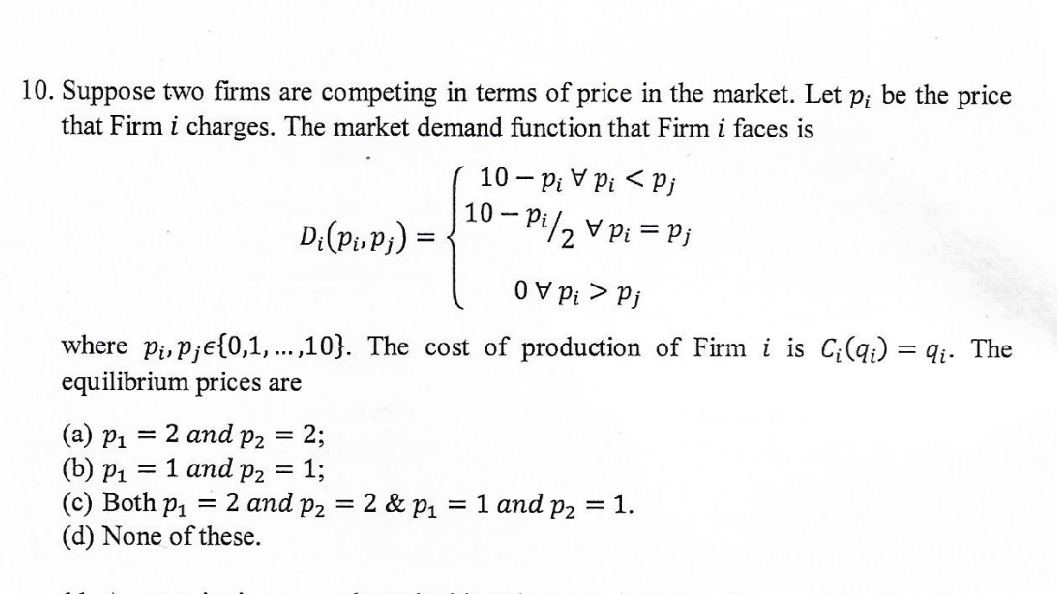 Solved Suppose two firms are competing in terms of price in | Chegg.com
