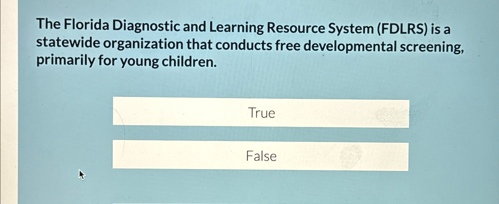 Solved The Florida Diagnostic and Learning Resource System | Chegg.com