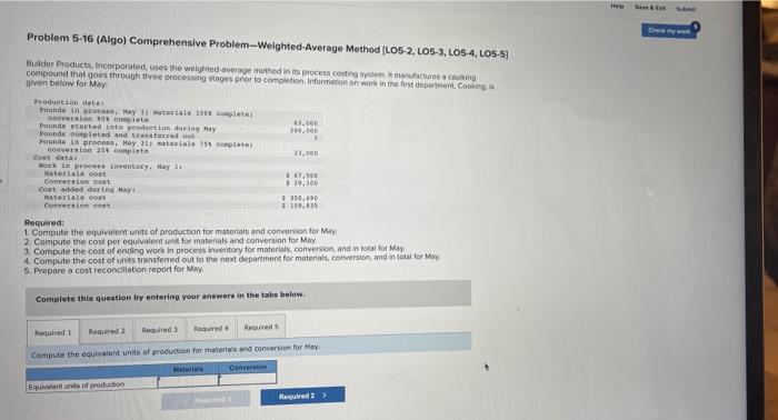 Solved Problem 5-16 (Algo) Comprehensive | Chegg.com