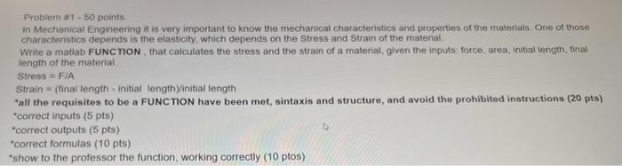 Solved Problem \#1 −50 points: in Mechanical Engineering it | Chegg.com
