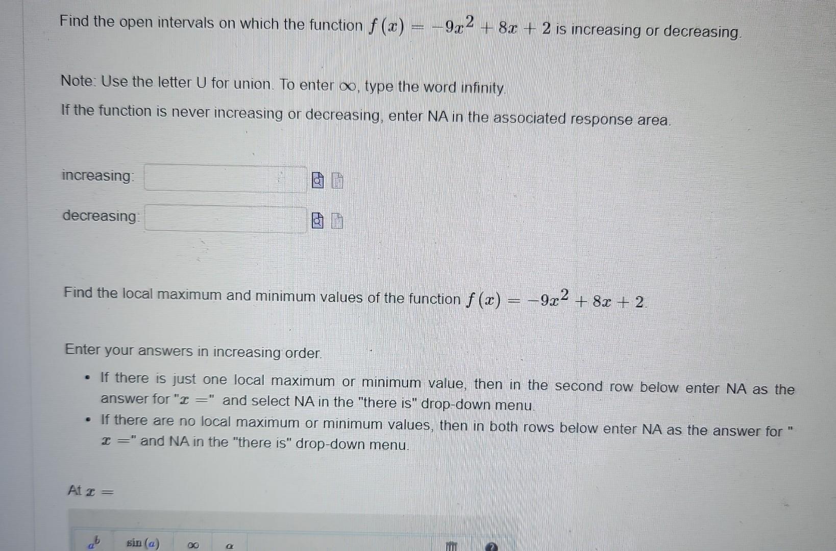 Solved Find the open intervals on which the function | Chegg.com