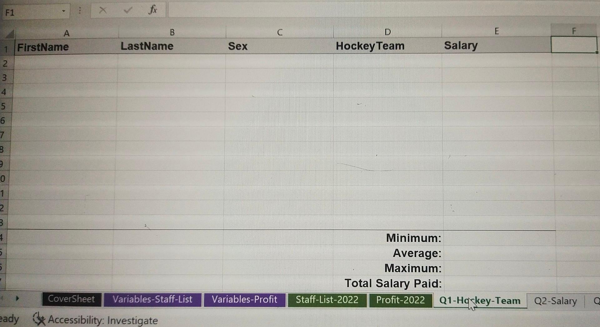 Solved taff List: As at Summer 2022 Employee last name | Chegg.com