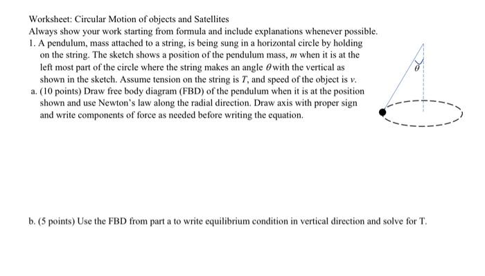 Solved Worksheet Circular Motion Of Objects And Satellites