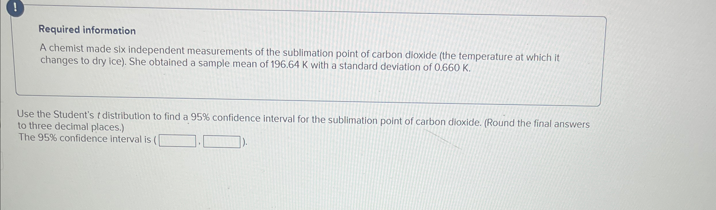 Solved Required informationA chemist made six independent | Chegg.com