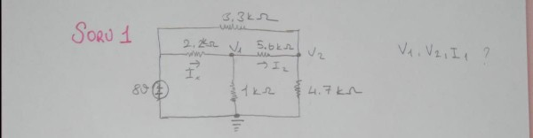 Solved WA SORU I Va , V2, I, ? M 2,242 V 5.okur I tkr 4.7kn | Chegg.com