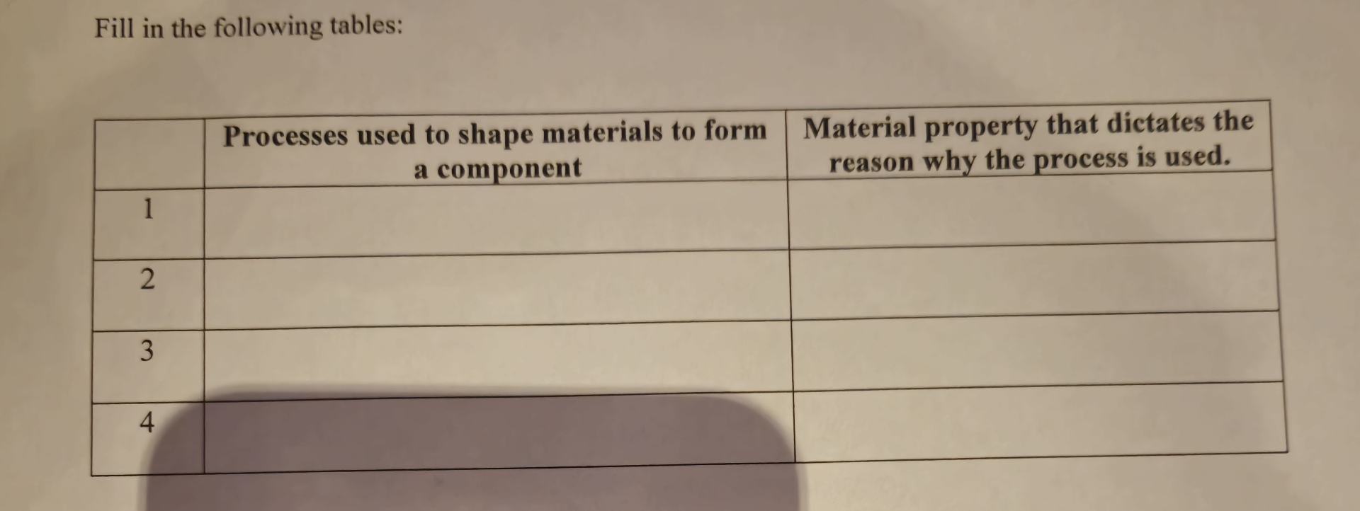 Solved Fill in the following | Chegg.com