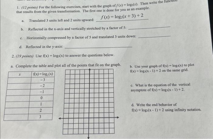 Solved 1. (12 points) For the following exercises, start | Chegg.com
