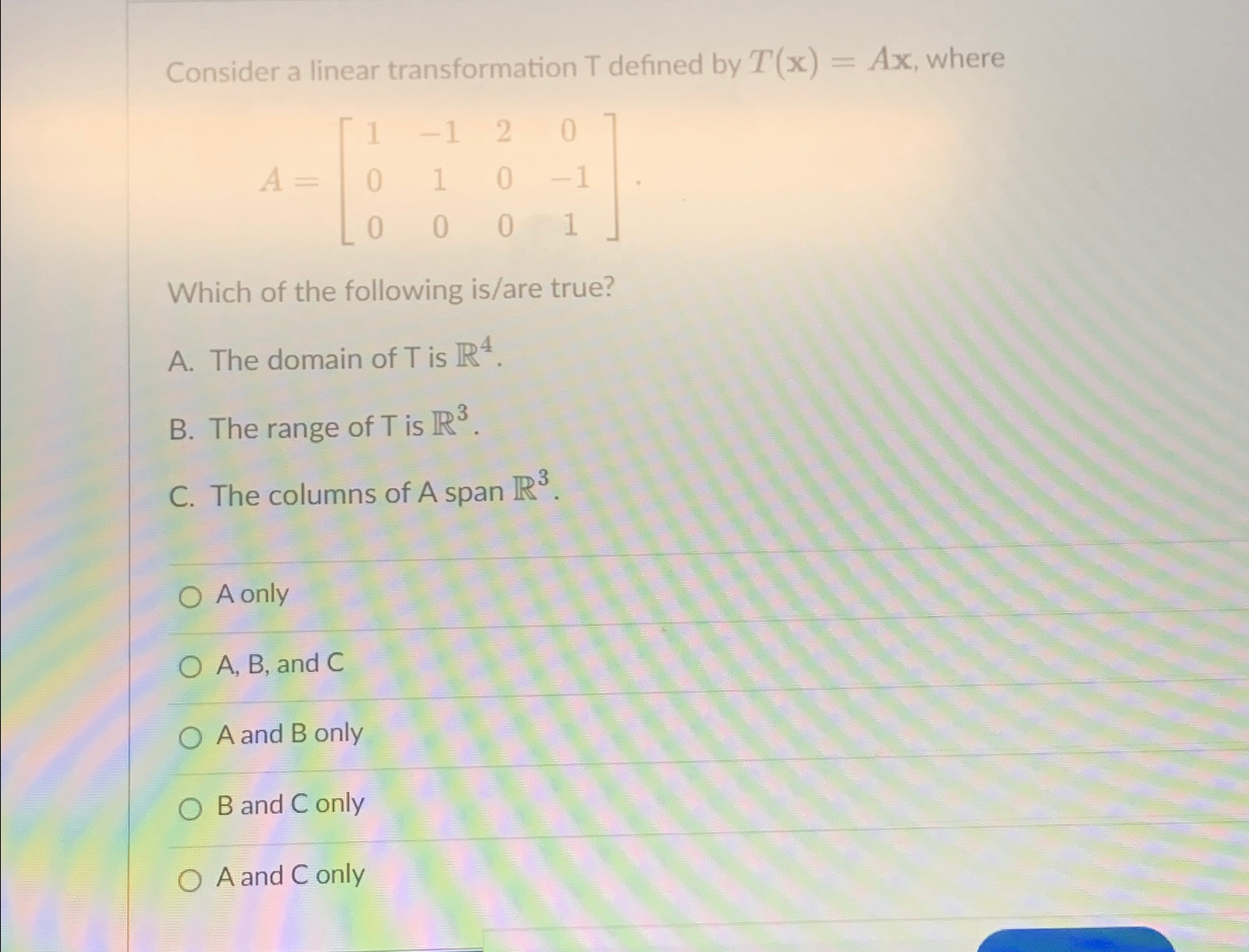 Solved Consider a linear transformation T ﻿defined by | Chegg.com