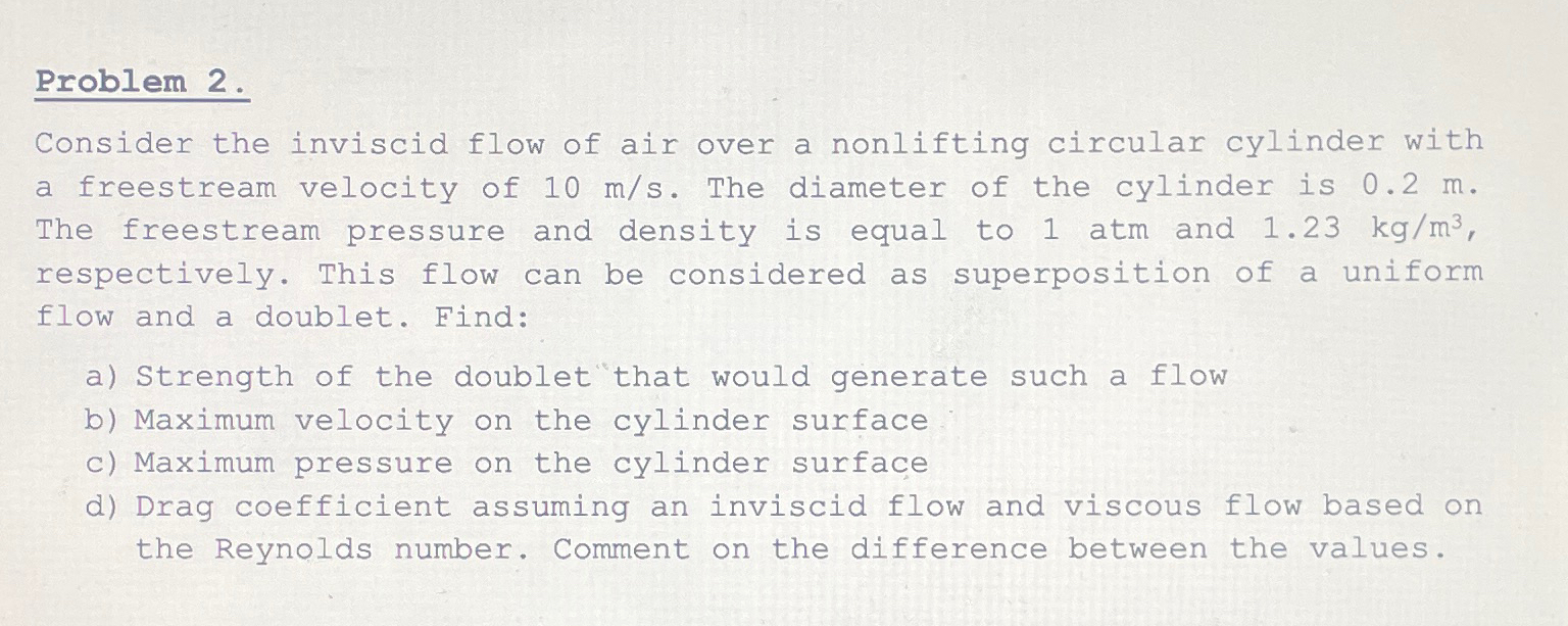 Solved Problem 2.Consider the inviscid flow of air over a | Chegg.com