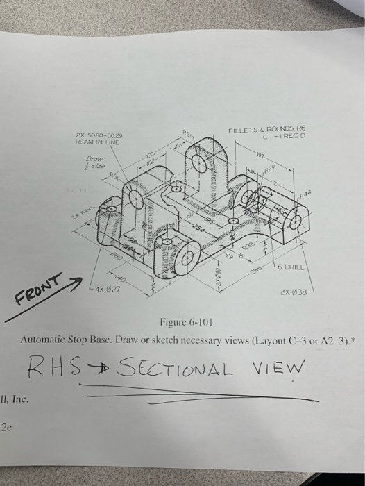 Draw the right hand side sectional view in autocad | Chegg.com