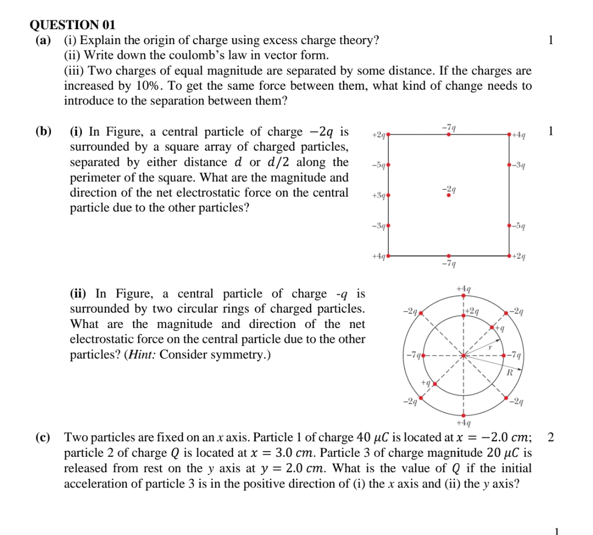 Solved QUESTION 01(a) (i) ﻿Explain the origin of charge | Chegg.com