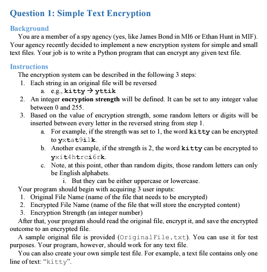 Solved Question 1: Simple Text Encryption Background You are | Chegg.com
